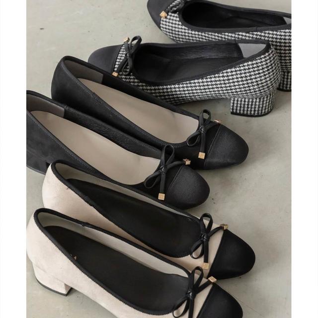 ランダ（RANDA）/＜25秋冬新作＞【22−25．5】コンビマテリアルラウンドトゥパンプス