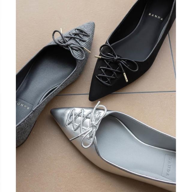 ランダ（RANDA）/＜25秋冬新作＞【22−25．5】レースアップデザインフラットパンプス