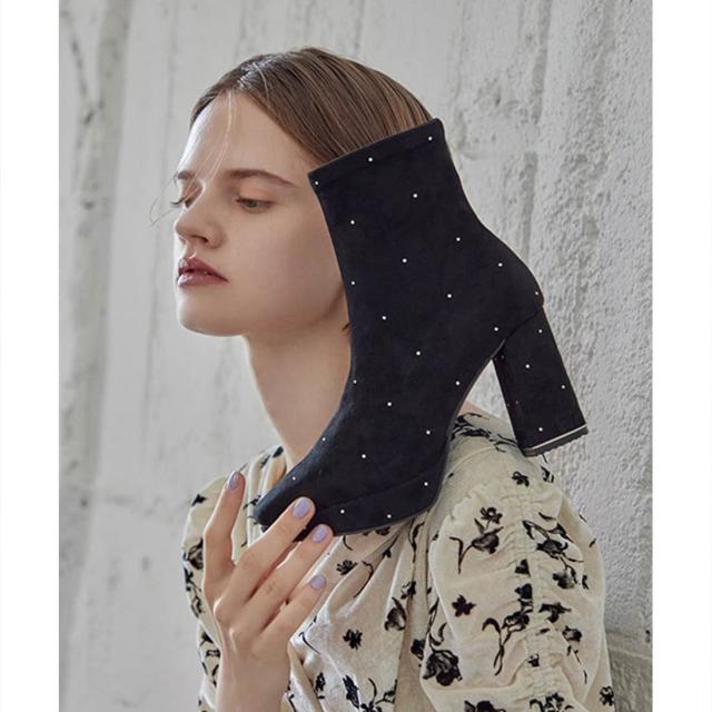 ランダ（RANDA）/＜25秋冬新作＞【22．5−25．5】ストーンデザインストレッチショートブーツ