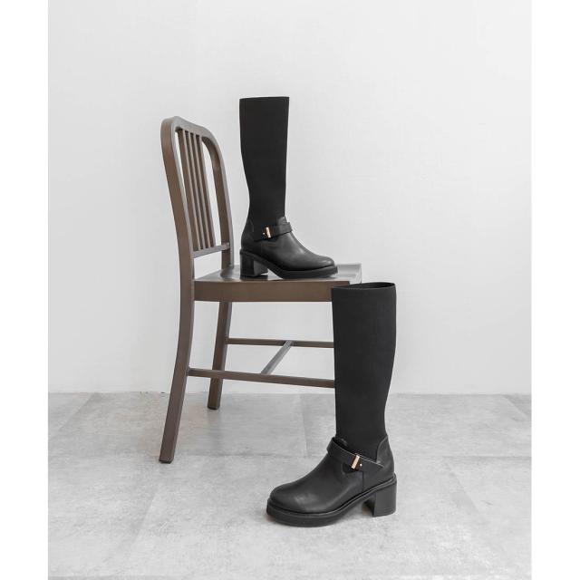 ランダ（RANDA）/＜25秋冬新作＞【22．5−25．5】ラウンドトゥニットドッキングロングブーツ