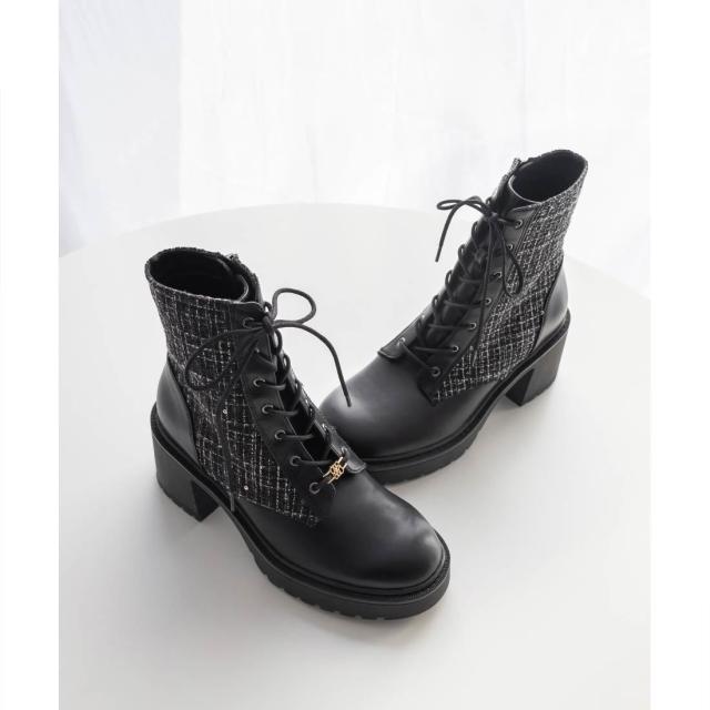 ランダ（RANDA）/＜25秋冬新作＞【22．5−24．5】2WAY モノグラムパーツレースアップショートブーツ