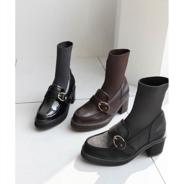 ランダ（RANDA）/＜25秋冬新作＞【22．5−25．5】ローファーデザインニットドッキングブーツ