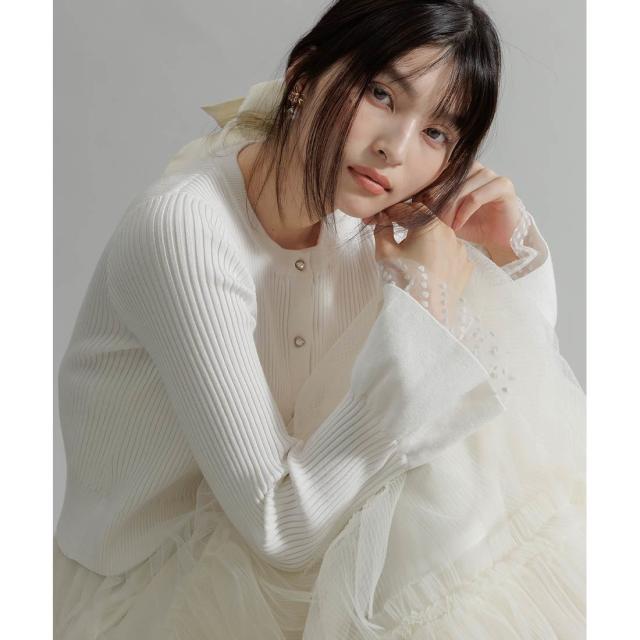 ランダ（RANDA）/＜25秋冬新作＞ハートチュールカフスリブニットカーディガン