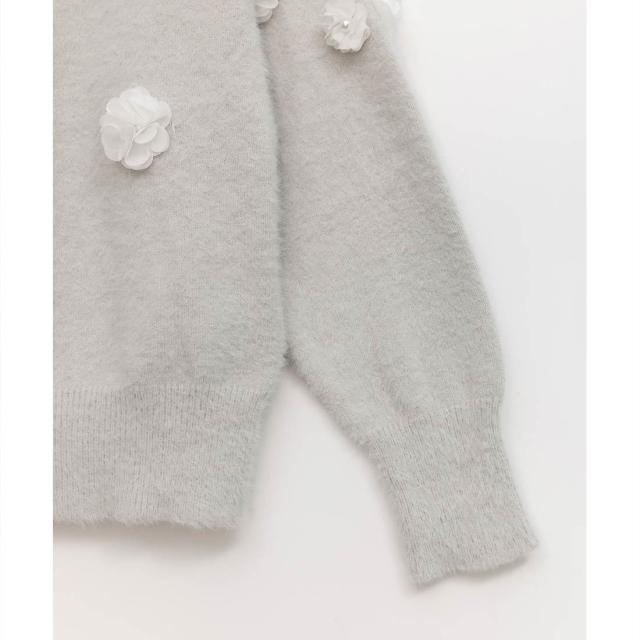 ランダ（RANDA）/＜25秋冬新作＞フラワーモチーフシャギーニット