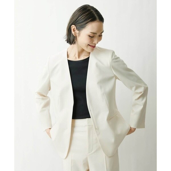 ミッシェルクラン（MICHEL ）/[セットアップ対応]ストレッチノーカラージャケット