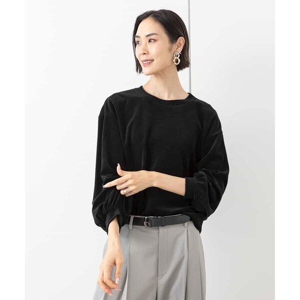 ミッシェルクラン（MICHEL ）/コンパクトベロアパフスリーブカットソー(セットアップ対応)