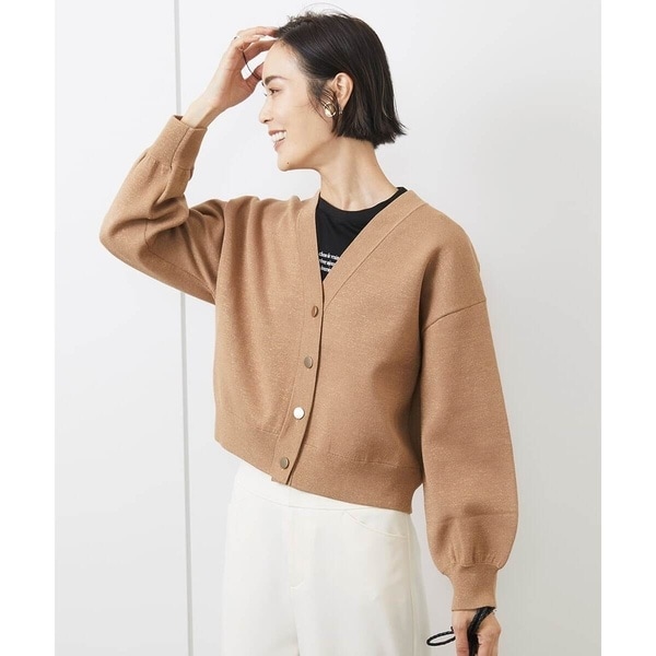 ミッシェルクラン（MICHEL ）/ラメVネックショートカーディガン