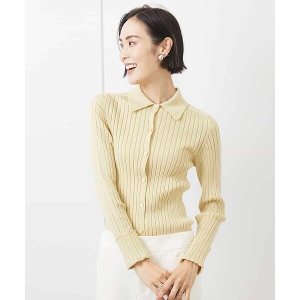 ミッシェルクラン（MICHEL ）/ホールガーメント(R)ワイドリブ襟付きニット