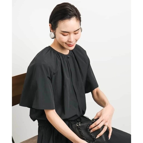 ミッシェルクラン（MICHEL ）/[ドライタッチ]ギャザーブラウス 無地(セットアップ対応)