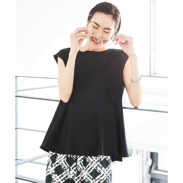 ミッシェルクラン（MICHEL ）/[WEB限定/接触冷感]フレンチスリーブペプラムカットソー