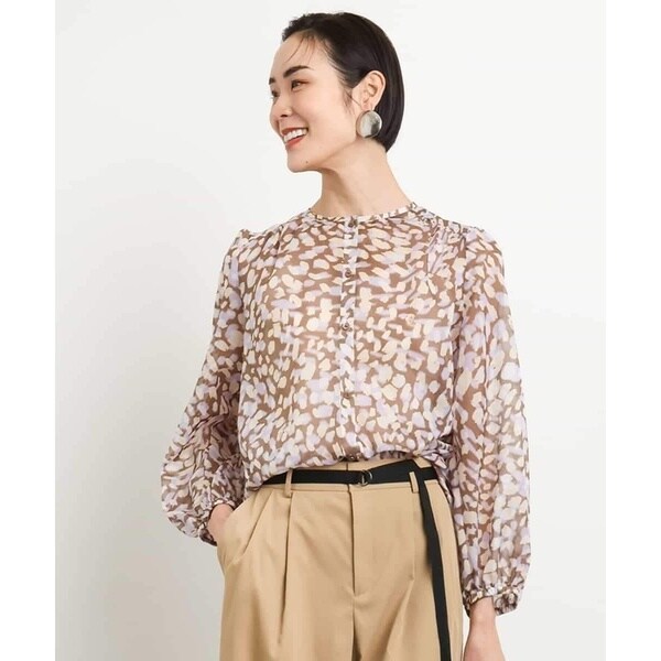 ミッシェルクラン（MICHEL ）/[オリジナルプリント素材]レオパードプリントシアーブラウス