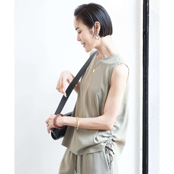 ミッシェルクラン（MICHEL ）/[セットアップ対応]サイドドロストノースリーブブラウス