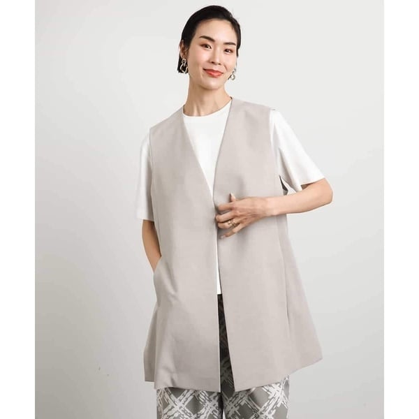 ミッシェルクラン（MICHEL ）/ベルト付きノーカラージレ