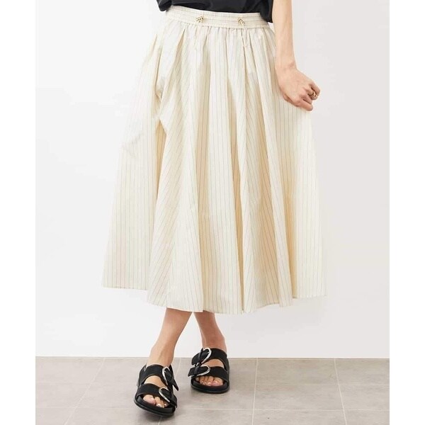 ミッシェルクラン（MICHEL ）/[ドライタッチ]スピンドルギャザースカート ストライプ柄(セットアップ対応)