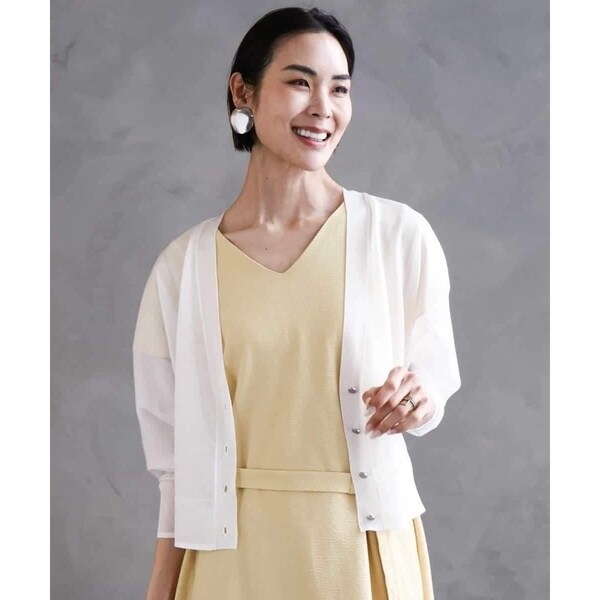 ミッシェルクラン（MICHEL ）/シアーラメVネックカーディガン