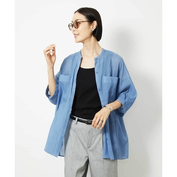 ミッシェルクラン（MICHEL ）/バンドカラーシアーブラウス