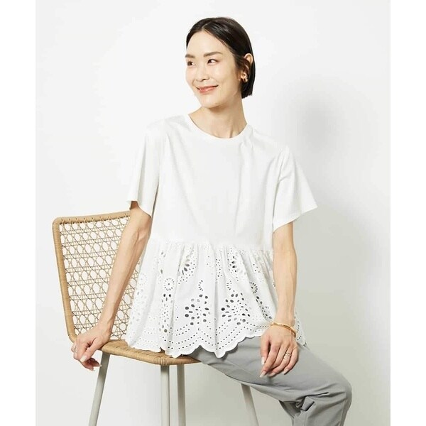 ミッシェルクラン（MICHEL ）/ボーラーレース切替ペプラムカットソー