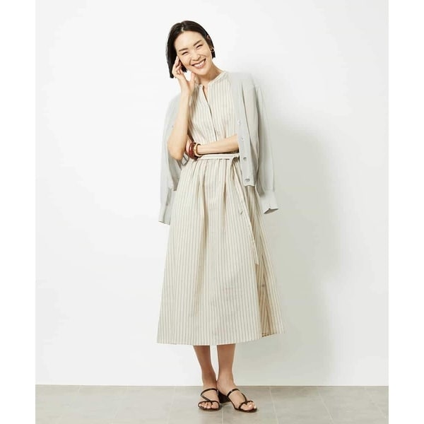 ミッシェルクラン（MICHEL ）/ストライプギャザーワンピース