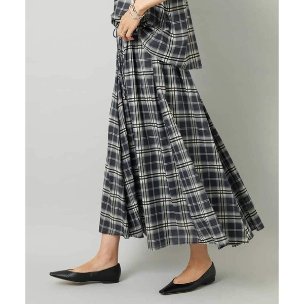 ミッシェルクラン（MICHEL ）/[セットアップ対応]ギャザースカート　シアーチェック柄