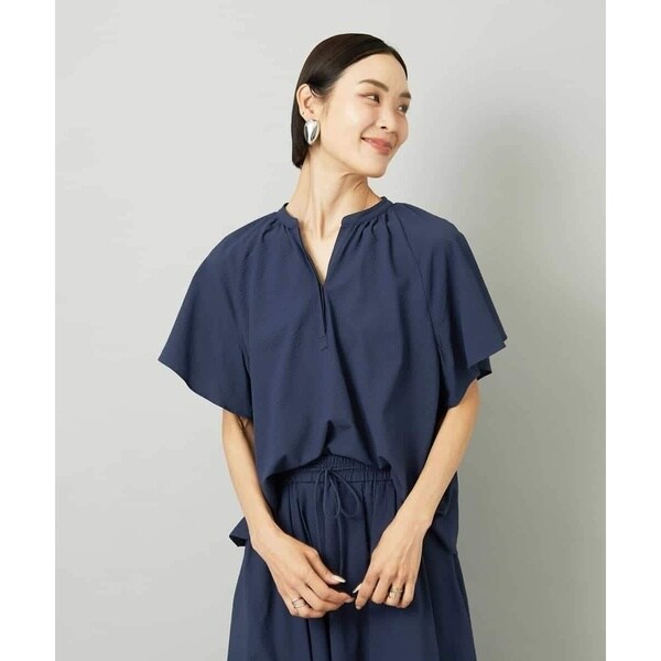 ミッシェルクラン（MICHEL ）/[セットアップ対応]ギャザーブラウス　サッカー無地