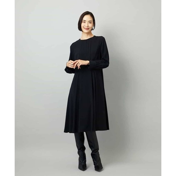 ミッシェルクラン（MICHEL ）/ノーカラープリーツワンピース