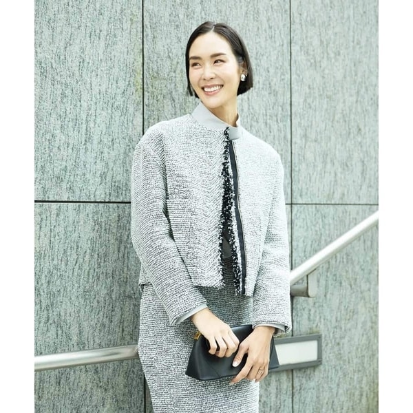 ミッシェルクラン（MICHEL ）/[セットアップ対応]ファンシーツイードショートジャケット