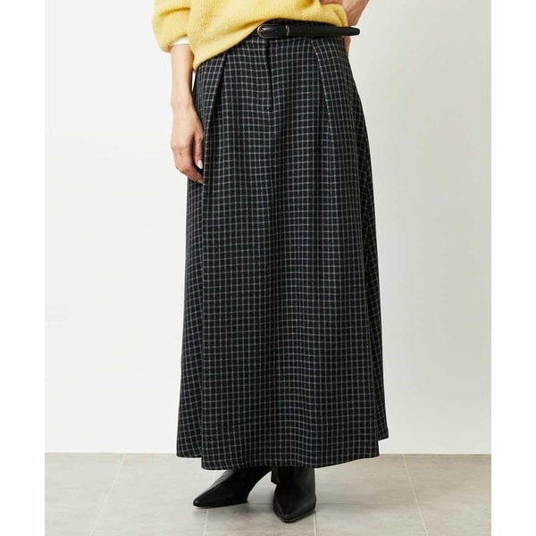 【NEW】ミッシェルクラン（MICHEL ）/ミモレ丈チェック柄Aラインスカート