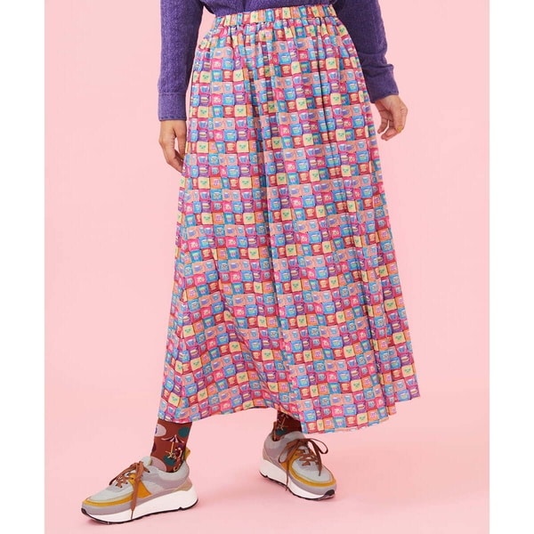 ホコモモラ（JOCOMOMOLA）/Chocolate con churros プリントフレアスカート