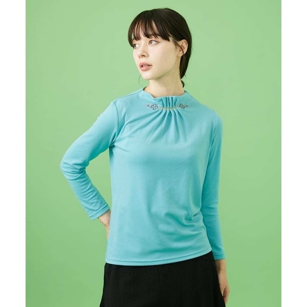 ホコモモラ（JOCOMOMOLA）/ベアスムース フラワー刺繍ハイネックカットソー