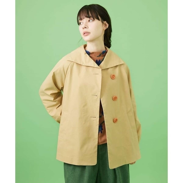 ホコモモラ（JOCOMOMOLA）/裏地プリント変形カラーミドルコート