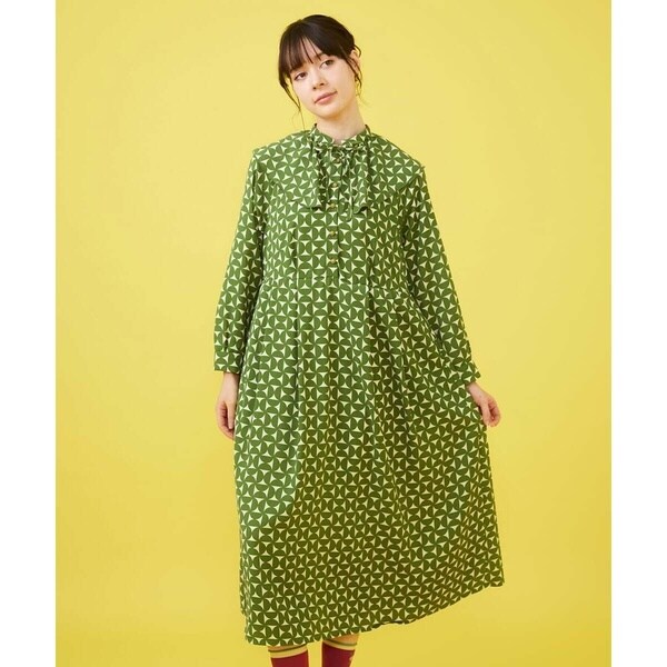 ホコモモラ（JOCOMOMOLA）/【2WAY】Hojas giratoria 襟付きプリントワンピース