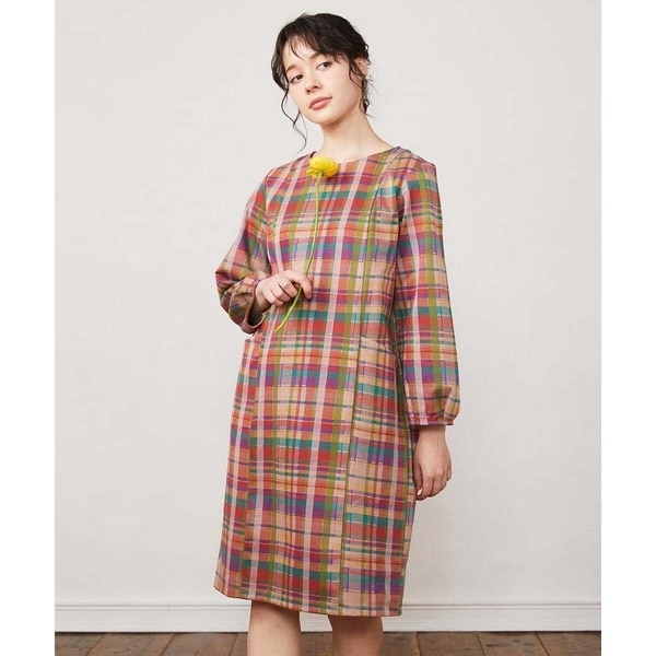ホコモモラ（JOCOMOMOLA）/チェックジャカードプルオーバーワンピース