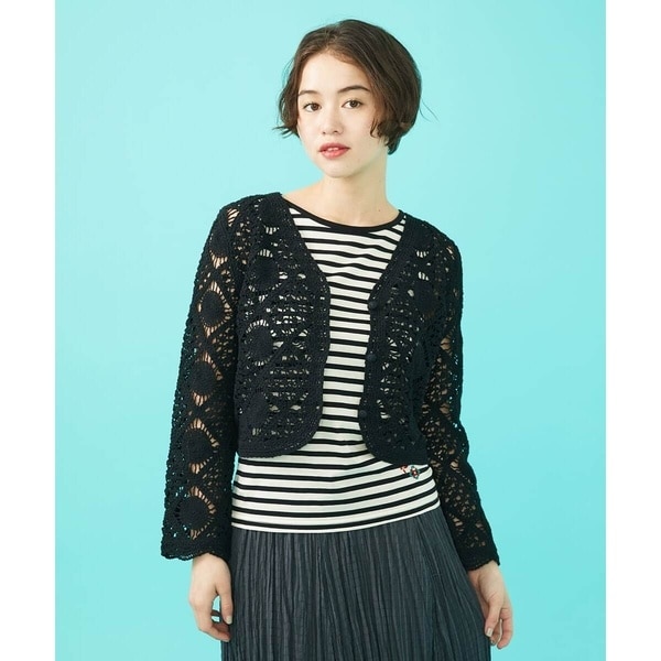 ホコモモラ（JOCOMOMOLA）/コード刺繍ショート丈カーディガン