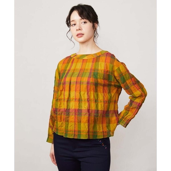 ホコモモラ（JOCOMOMOLA）/Vistoso シアーチェックプルオーバーブラウス