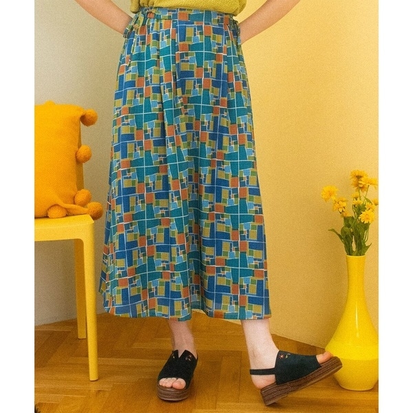 ホコモモラ（JOCOMOMOLA）/Amarillo lima プリントサイドリボンスカート