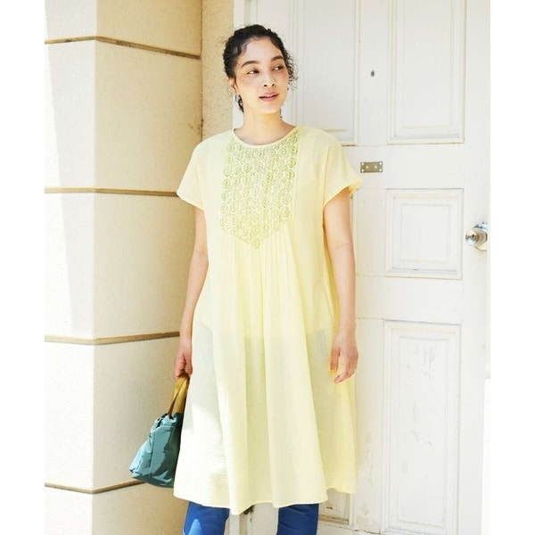 ホコモモラ（JOCOMOMOLA）/Asistencia a la planta ブロックプリントワンピース