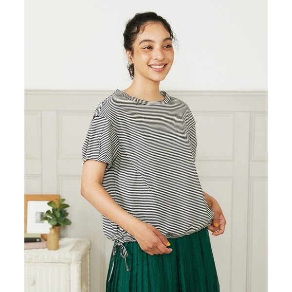 ホコモモラ（JOCOMOMOLA）/【接触冷感】Una ola ボーダージャカードドロストカットソー