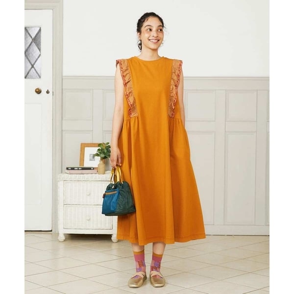 ホコモモラ（JOCOMOMOLA）/Hiedra 刺繍フリル付きノースリーブワンピース