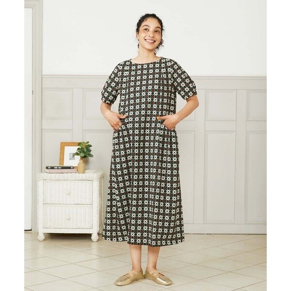 ホコモモラ（JOCOMOMOLA）/Callle de la Ruda 幾何柄プリントワンピース