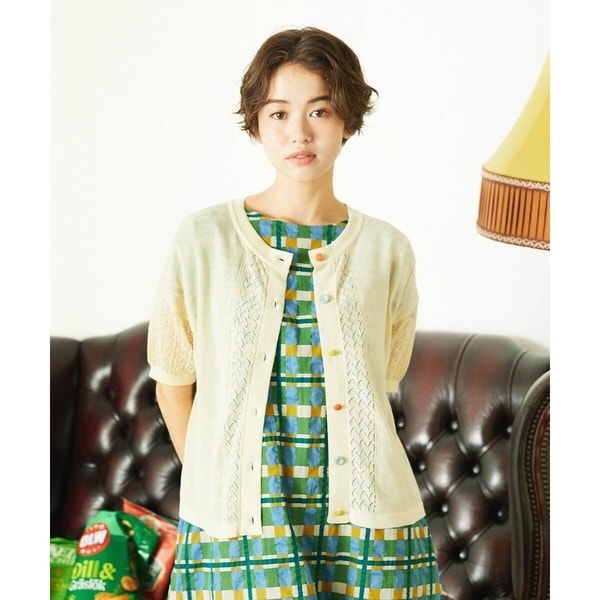 ホコモモラ（JOCOMOMOLA）/【接触冷感】シアークルーネックカーディガン