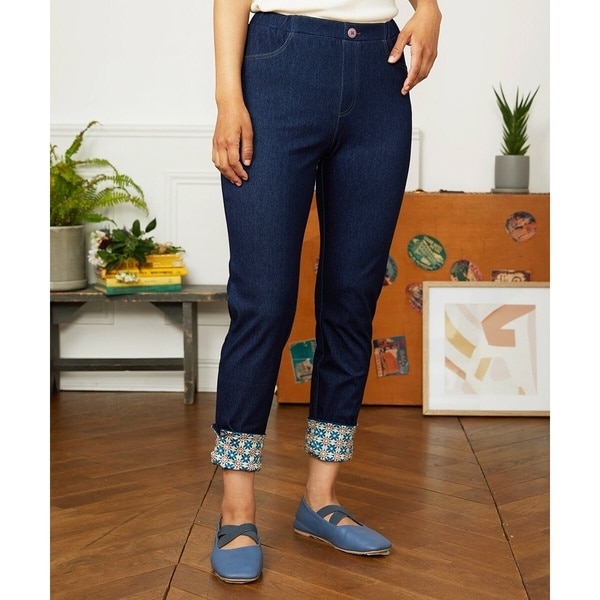 ホコモモラ（JOCOMOMOLA）/幾何柄デニム風レギンスパンツ