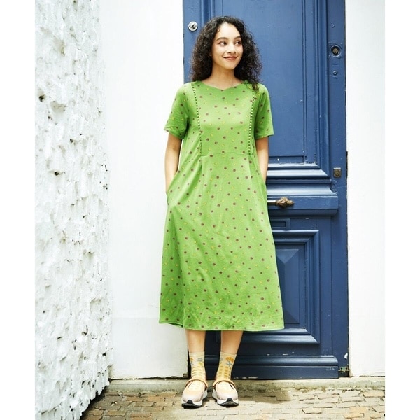 ホコモモラ（JOCOMOMOLA）/【接触冷感】Charco ドットカットソーワンピース