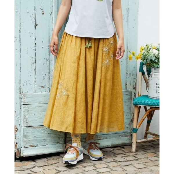 ホコモモラ（JOCOMOMOLA）/Azahar  コード刺繍入りコットンシルクスカート