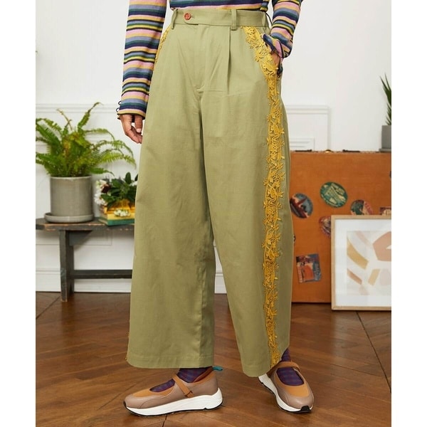 ホコモモラ（JOCOMOMOLA）/Encaje de Animal フラワーレースワイドパンツ