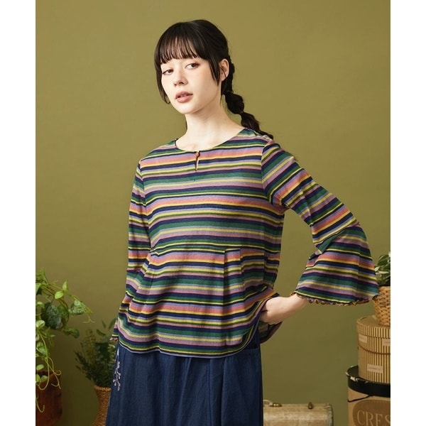 ホコモモラ（JOCOMOMOLA）/アムンゼン ボーダーフレアカットソー