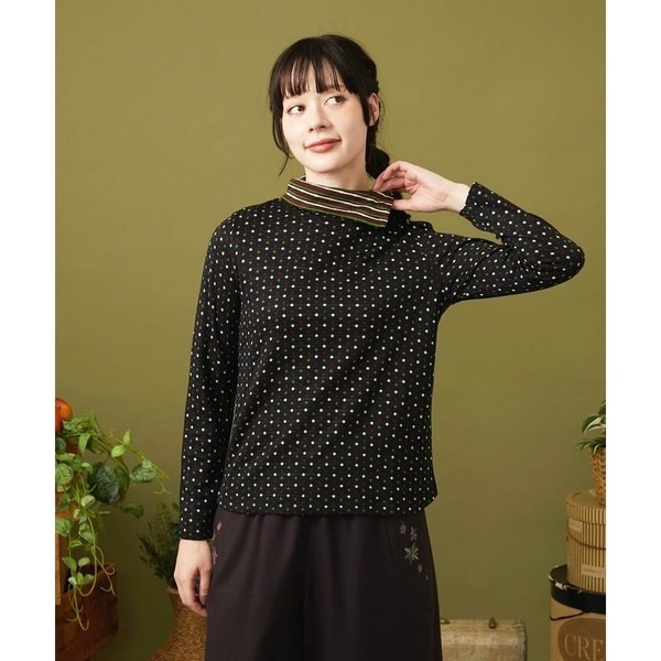 ホコモモラ（JOCOMOMOLA）/接結ドットタートルネックカットソー