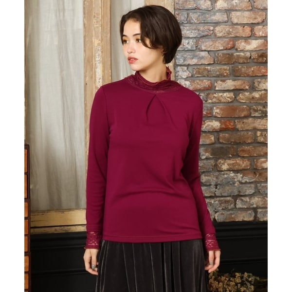 ホコモモラ（JOCOMOMOLA）/ベアスムース ハイネックレースカットソー