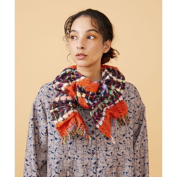 ホコモモラ（JOCOMOMOLA）/MIXヤーンシャーリングデザインマフラー