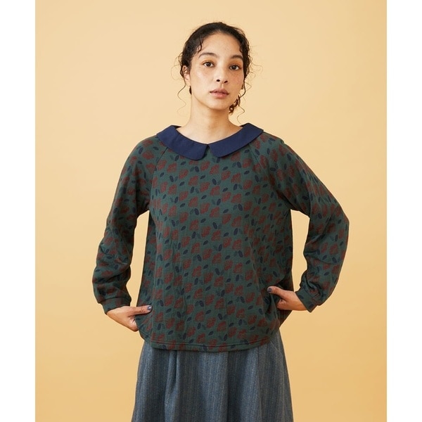 ホコモモラ（JOCOMOMOLA）/Cruce ジャカード リーフ×フラワー柄カットソー