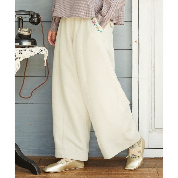 【NEW】ホコモモラ（JOCOMOMOLA）/Pradera ピーチ起毛ワイドパンツ